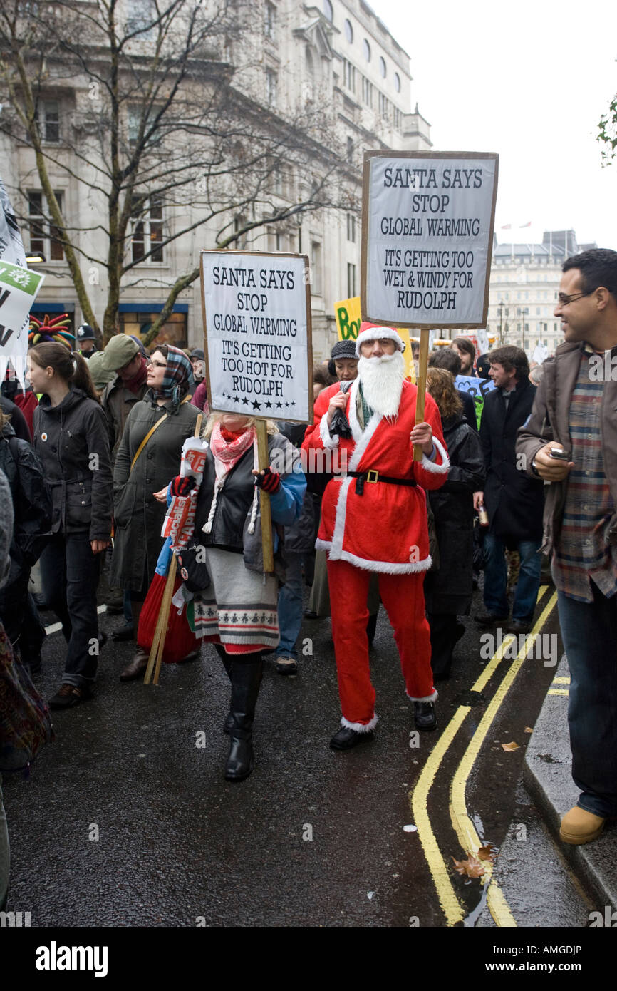 Campaign against climate change Santa Claus Father Christmas marching ...
