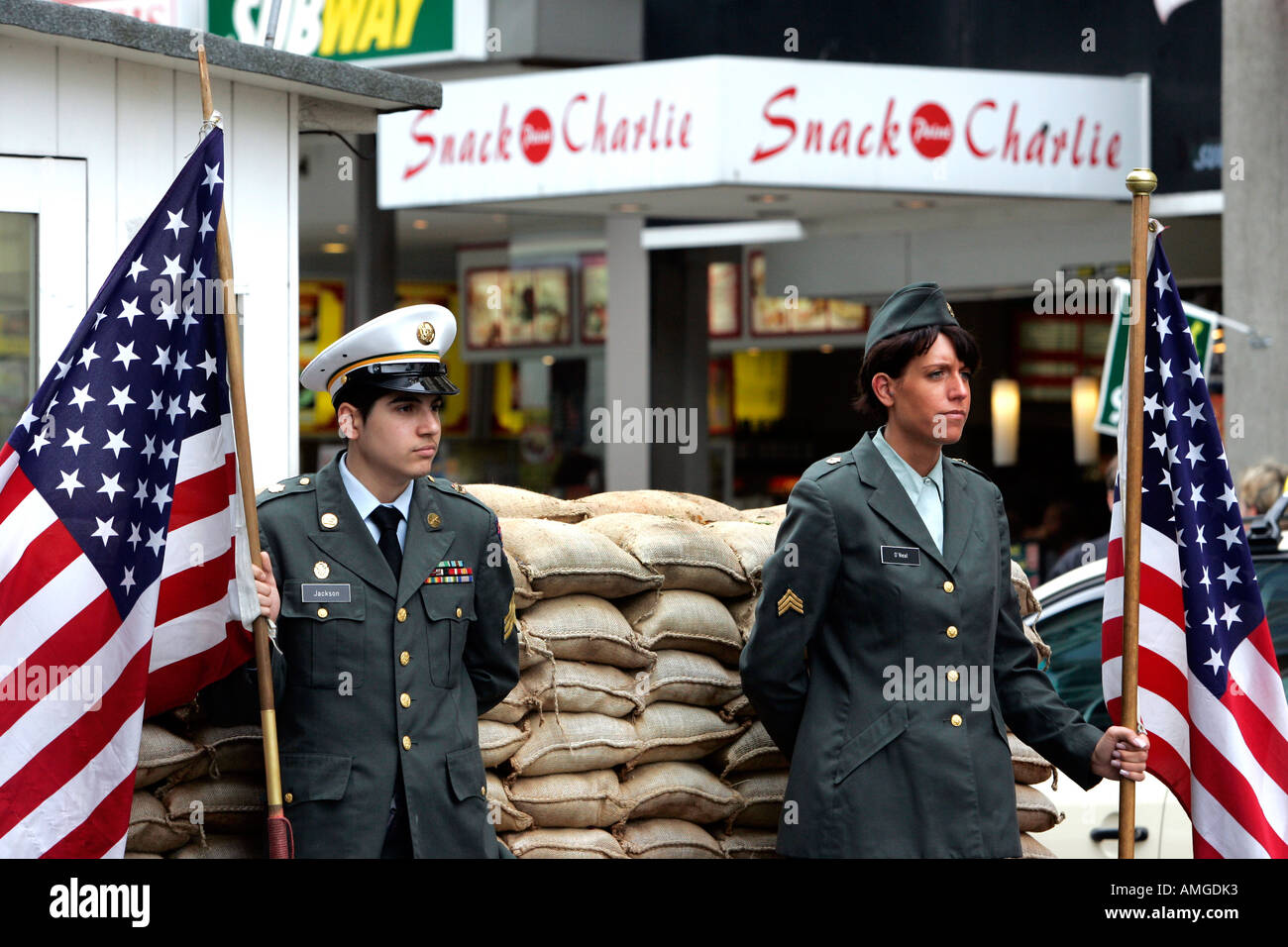 GERMANY BERLIN Fastfoodrestaurants Snackpoint Charlie side by side with ...