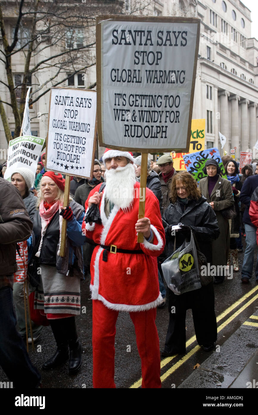 Campaign against climate change Santa Claus Father Christmas marching ...