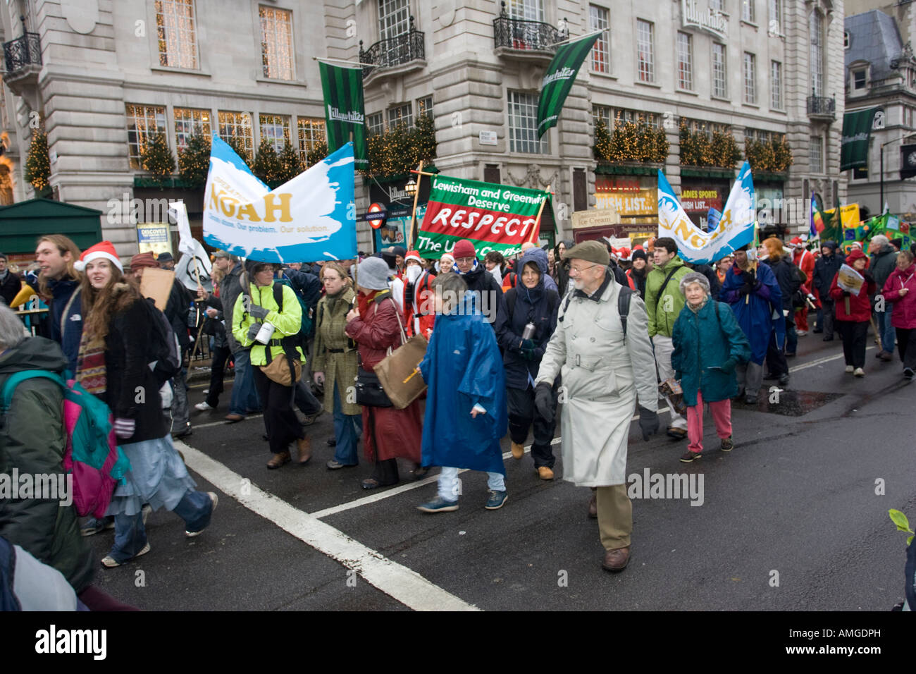 Campaigners with Operation Noah banner Climate Change March Dec 2007 ...