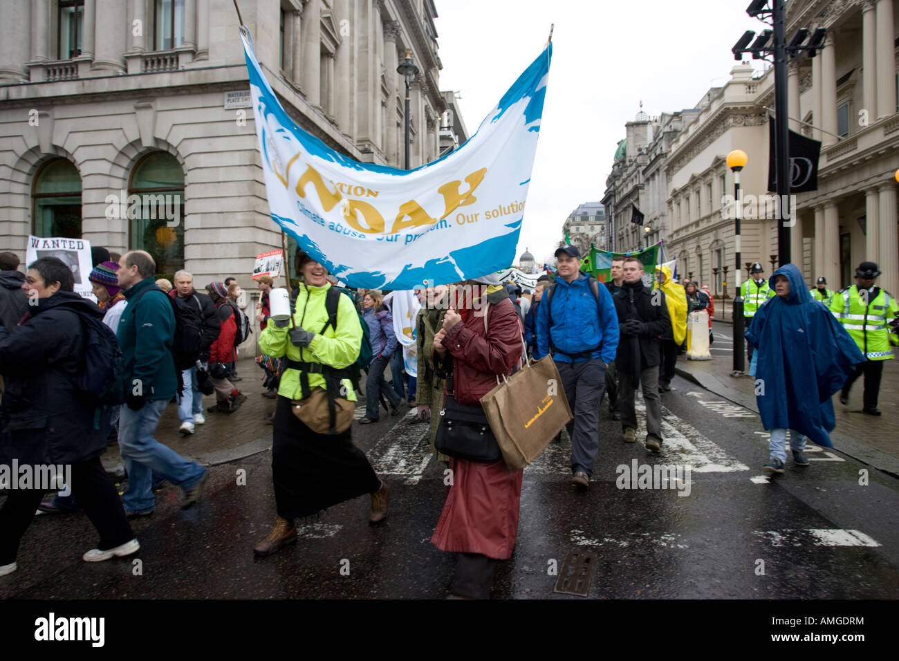 Campaigners with Operation Noah banner Climate Change March Dec 2007 ...