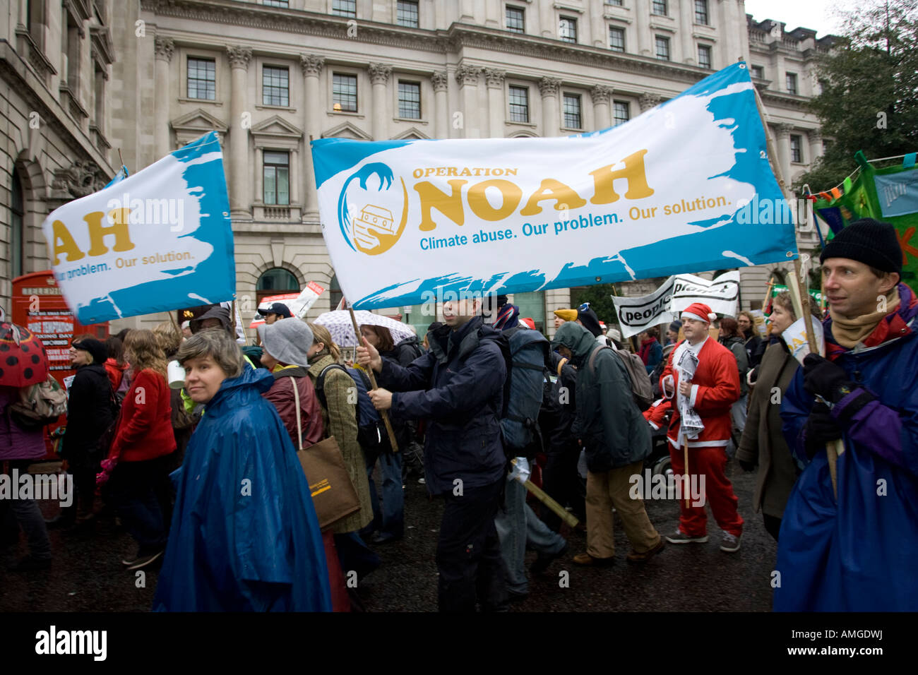 Campaigners with Operation Noah banner Climate Change March Dec 2007 ...