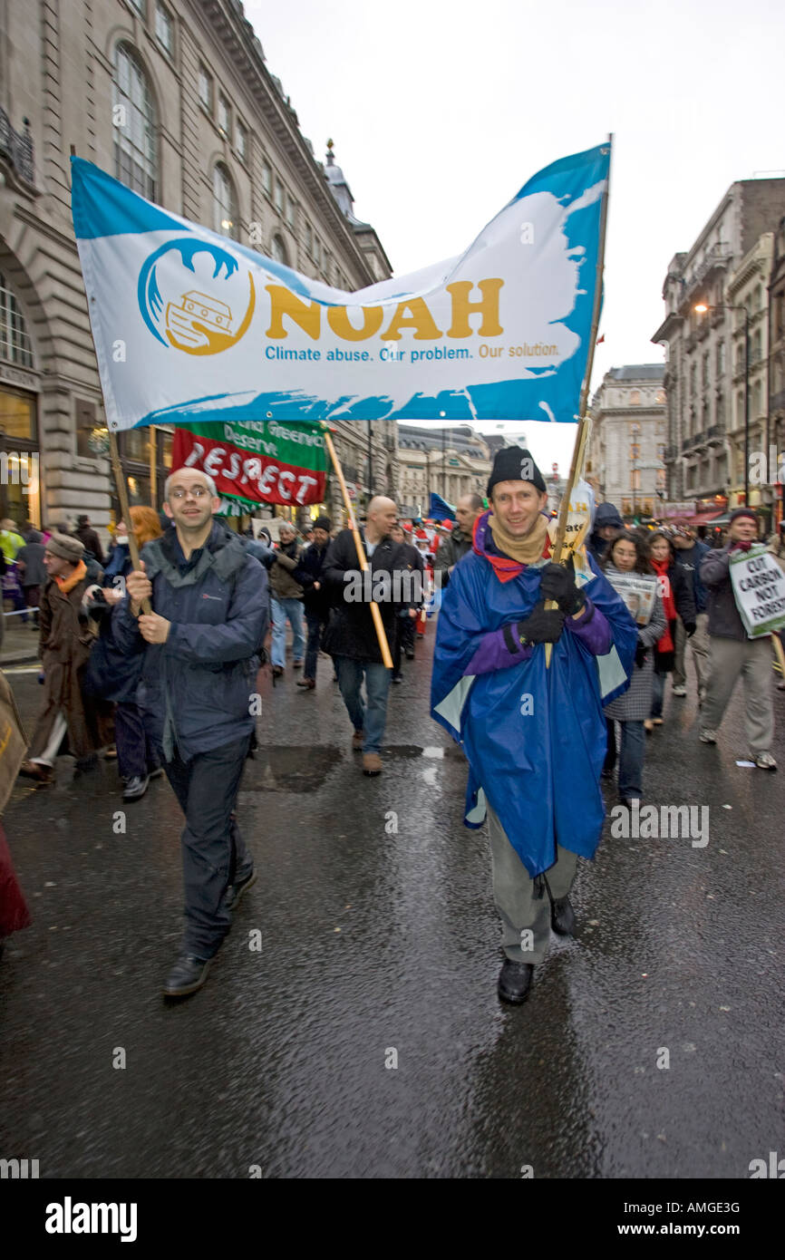 Campaigners with Operation Noah banner Climate Change March Dec 2007 ...