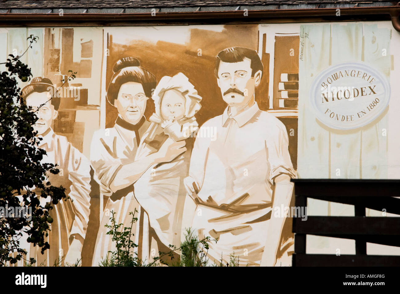 Fresco on bakers wall Samoens France Stock Photo - Alamy