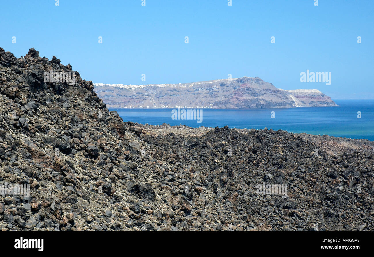 Old lava Flow Nea Kameni Greece Stock Photo - Alamy