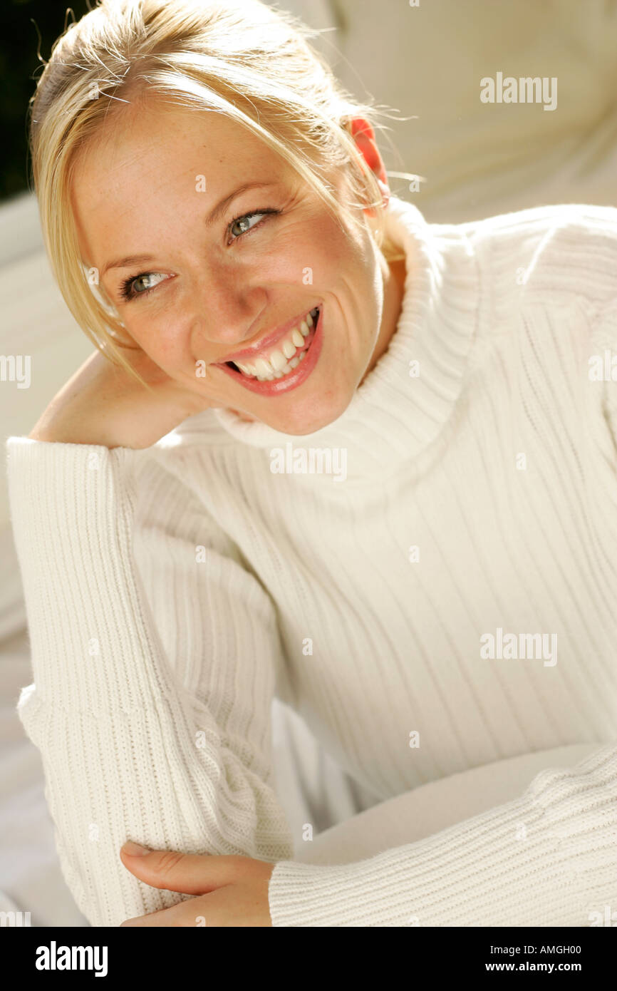Casual portrait blonde girl Stock Photo - Alamy