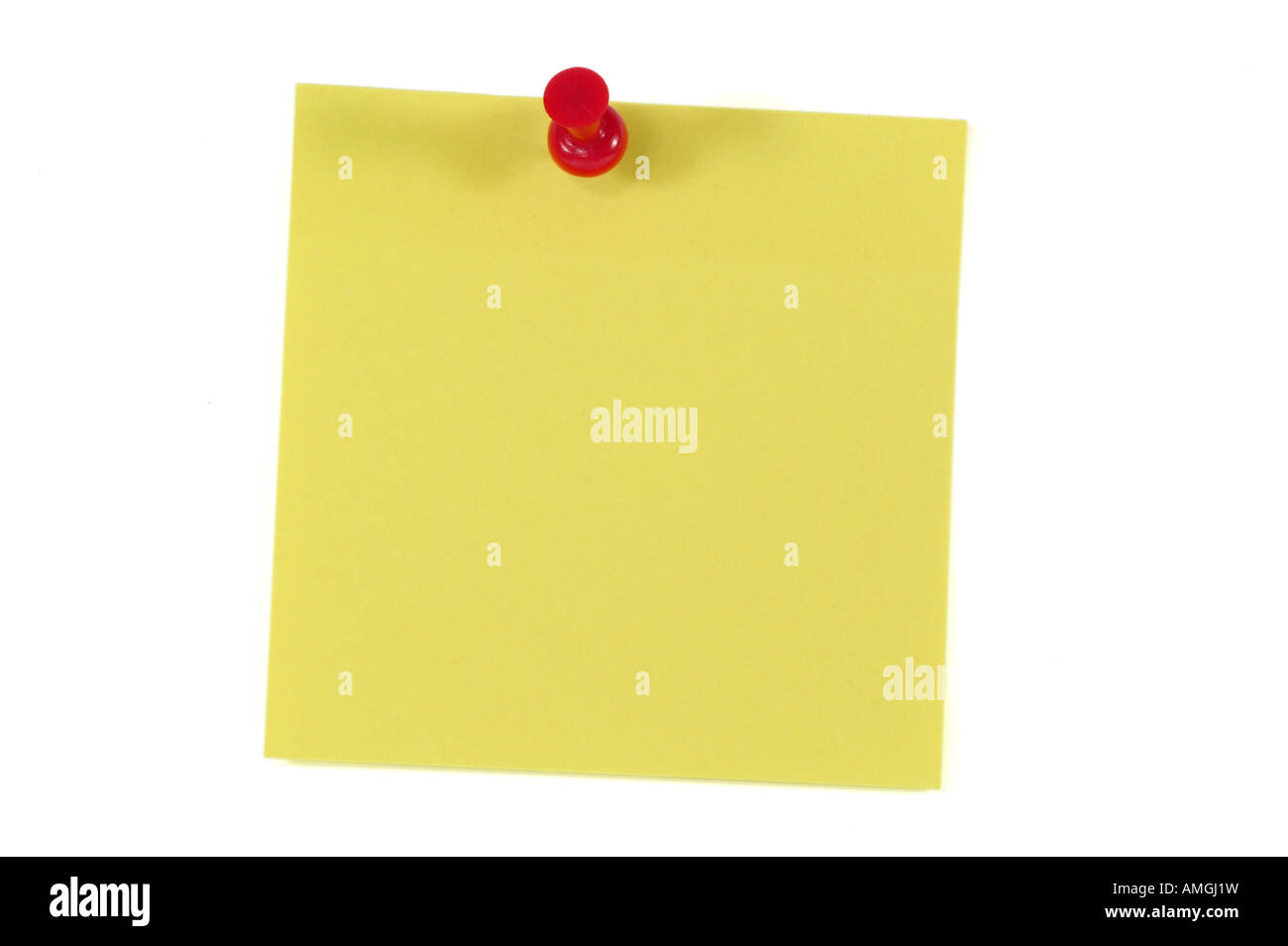 Post-It Note and Push Pin. Isolated on White Stock Photo - Alamy