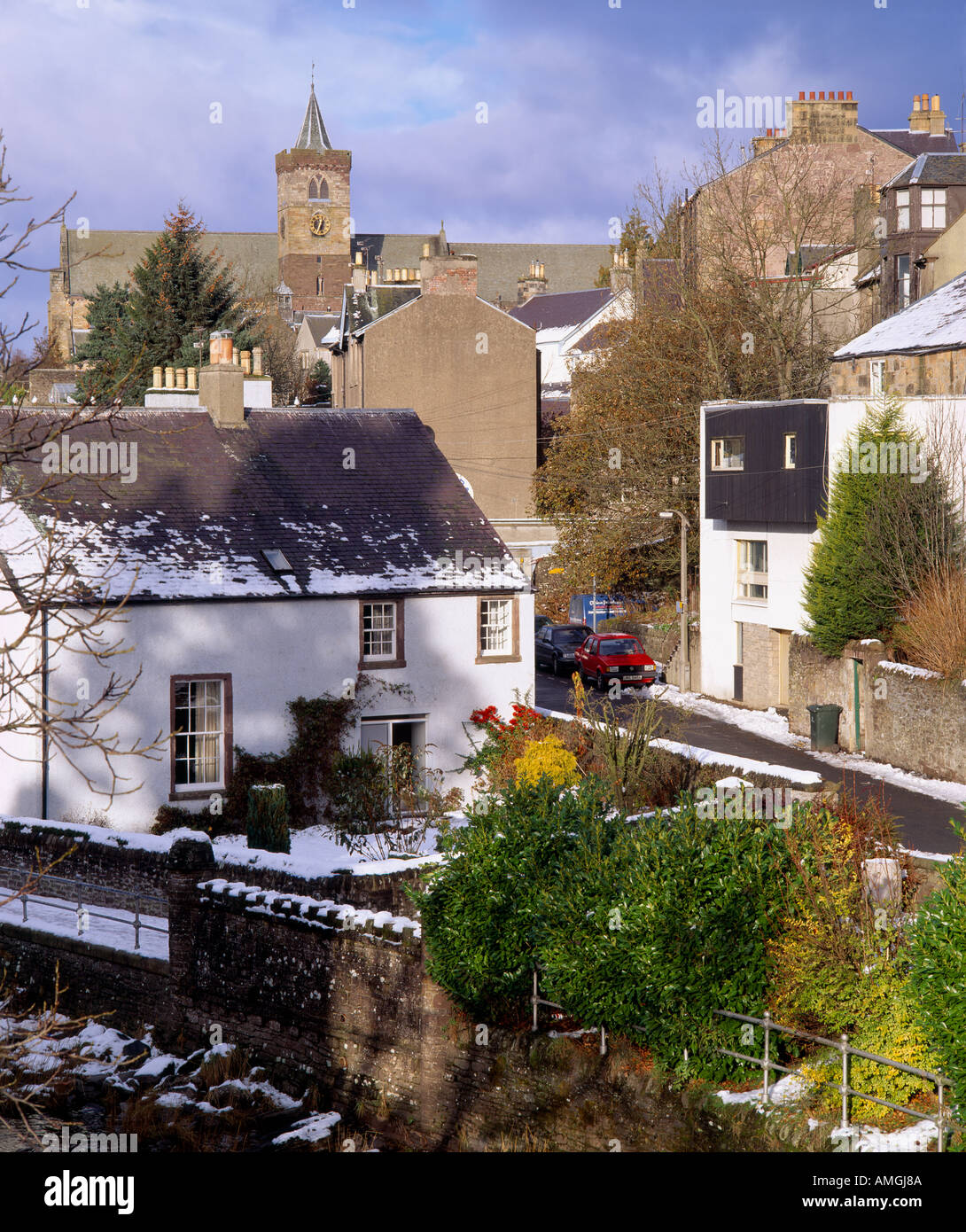 Dunblane, Stirling, Scotland, UK. View over the rooftops to Dunblane ...