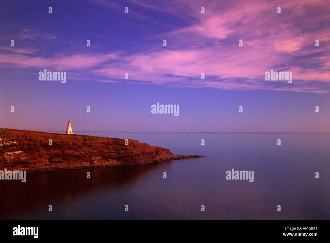 Cape Tryon Lighthouse and Gulf Of St.Lawrence at Sunrise, Cape Tyron, P ...
