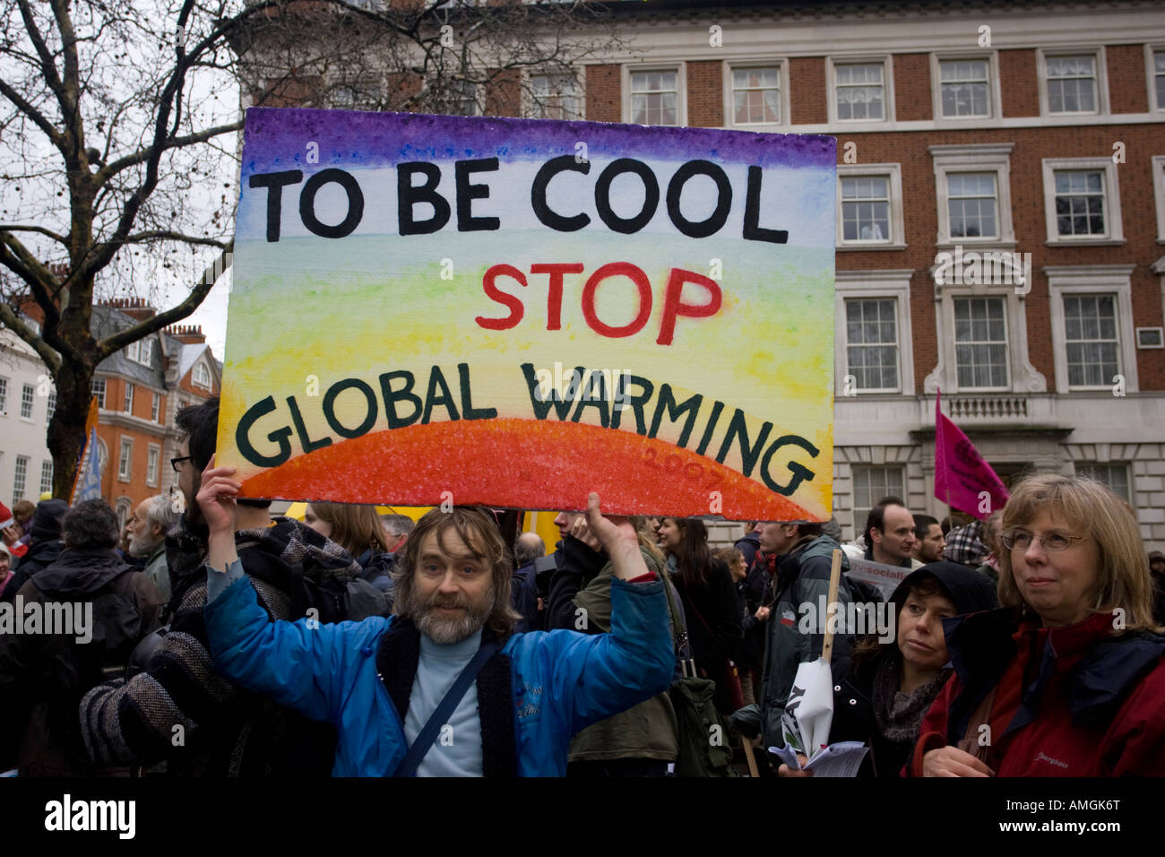 Campaigners Stop Global Warming banner Climate Change March December ...