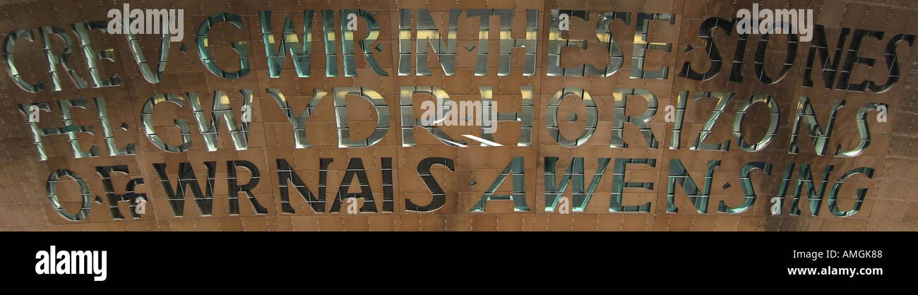 Lettering Wales Millennium Centre Cardiff Bay South Wales Stock Photo ...