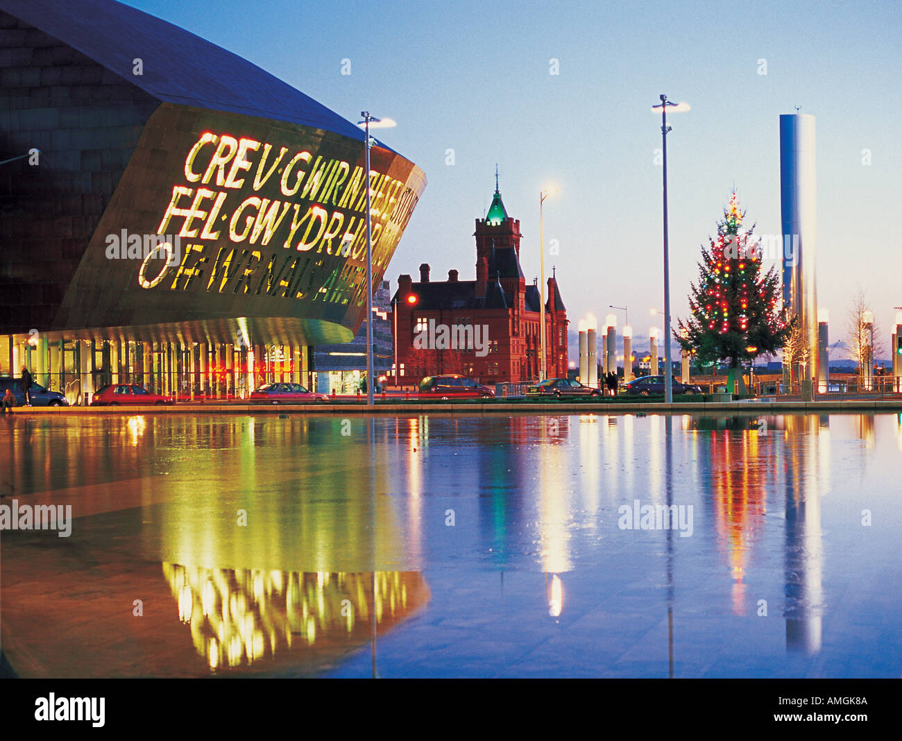 Wales Millennium Centre and Pierhead Building at Christmas Cardiff Bay ...