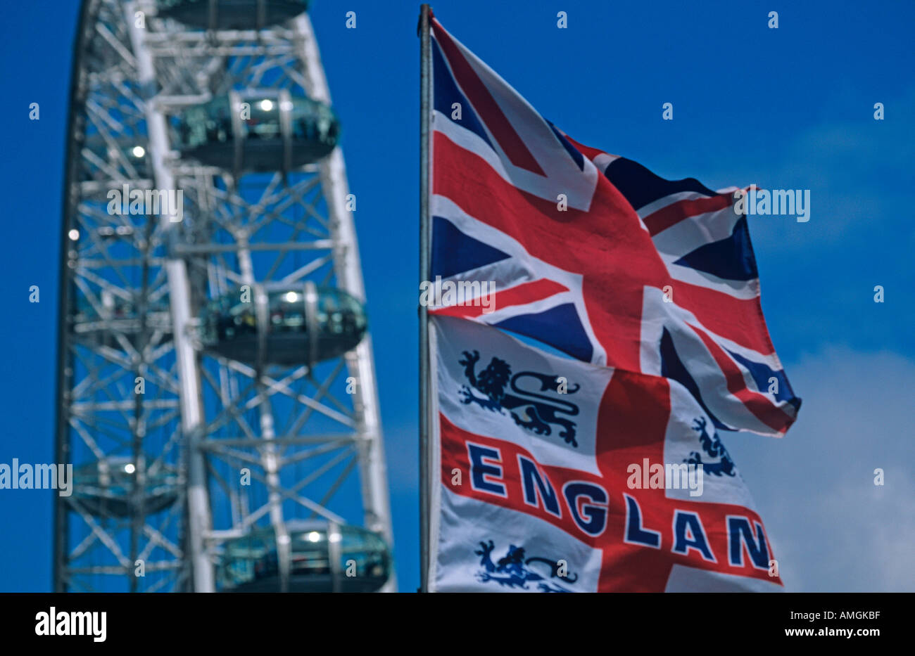 London Eye & Union Jack Flags UK Summer Stock Photo - Alamy
