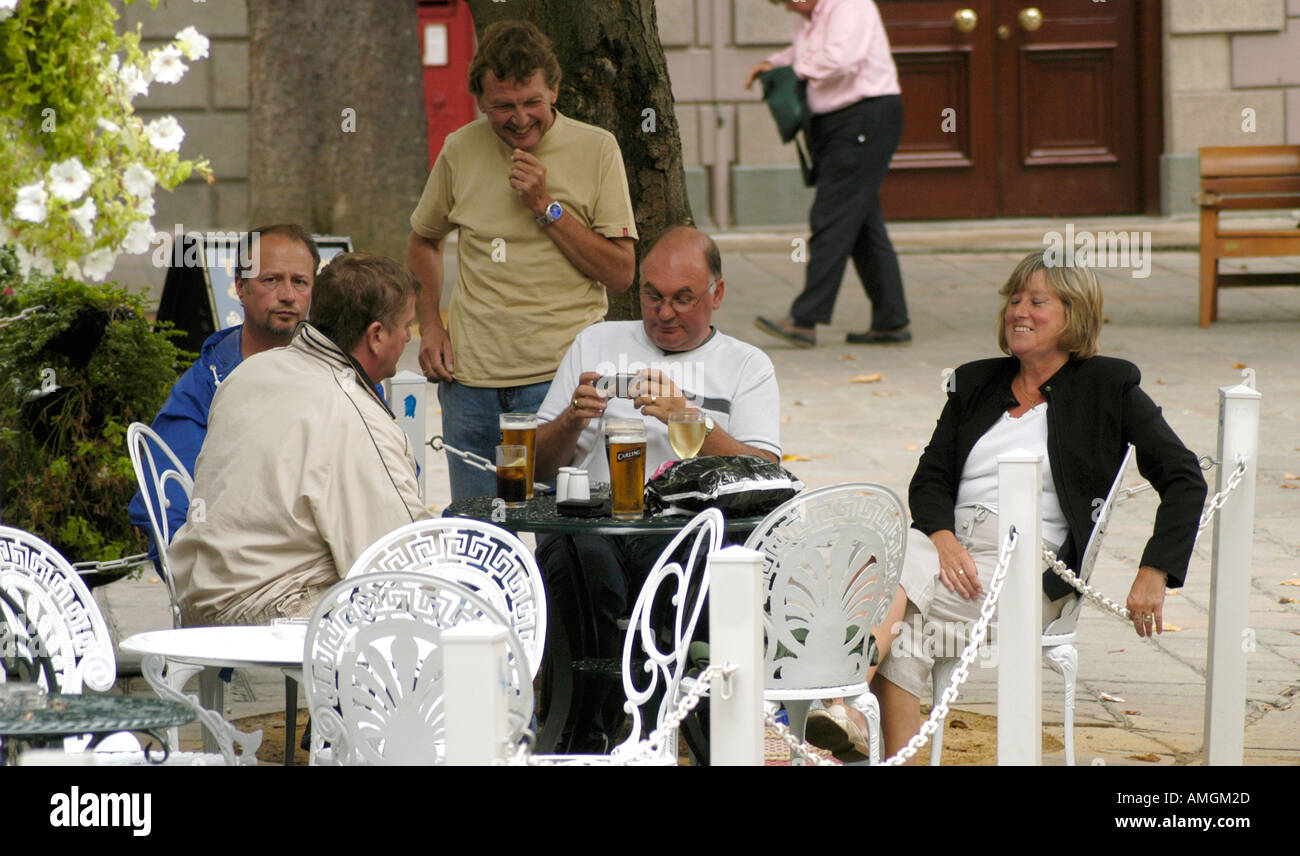 taking a break at an open air cafe Stock Photo - Alamy