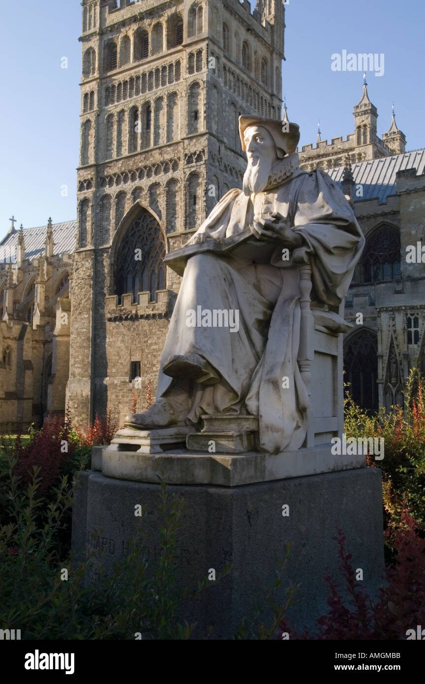 Statue of Richard Hooker The Cathedral Exeter Devon England Stock Photo ...