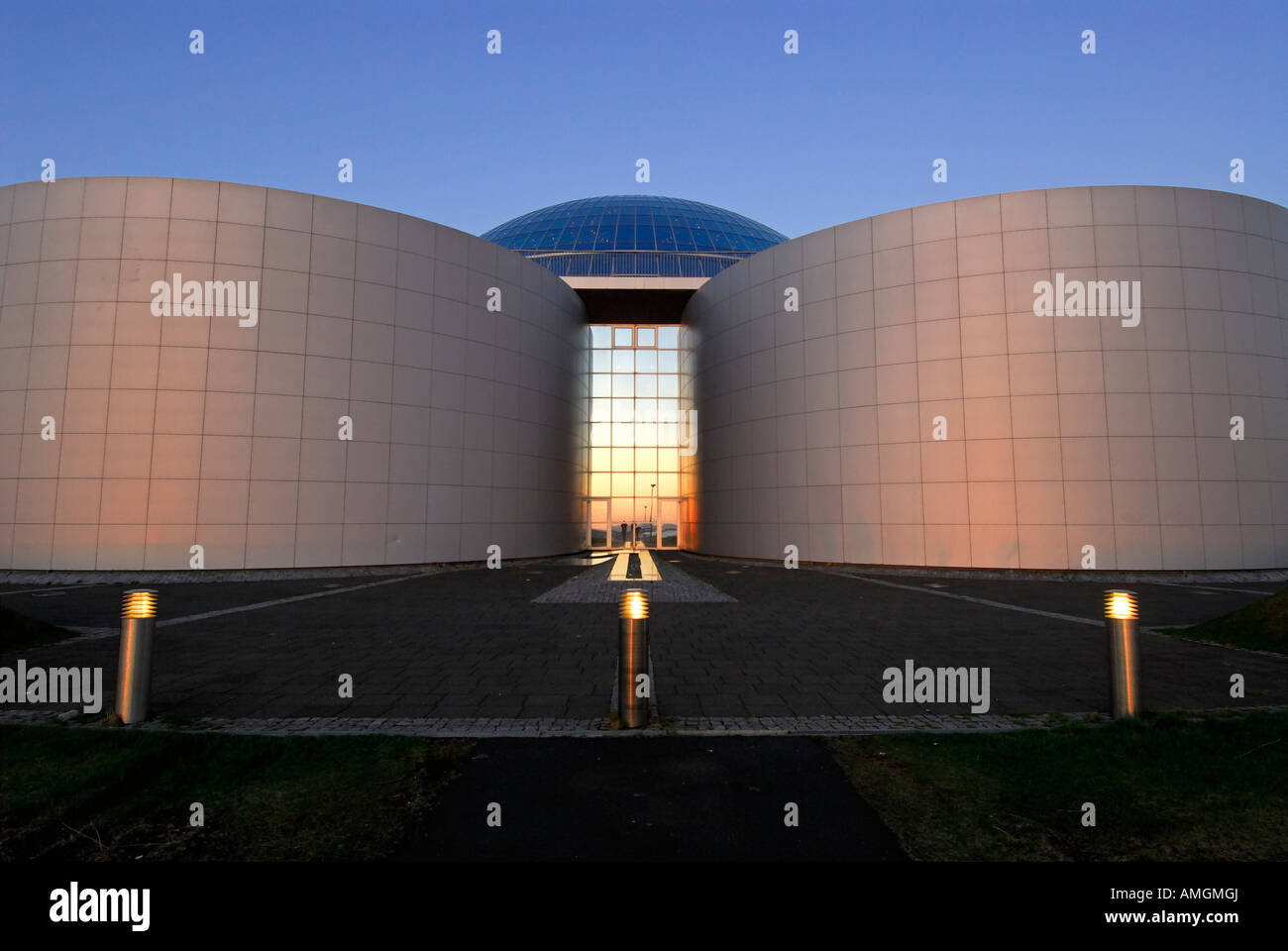 Perlan landmark building resting atop water tanks with natural hot ...