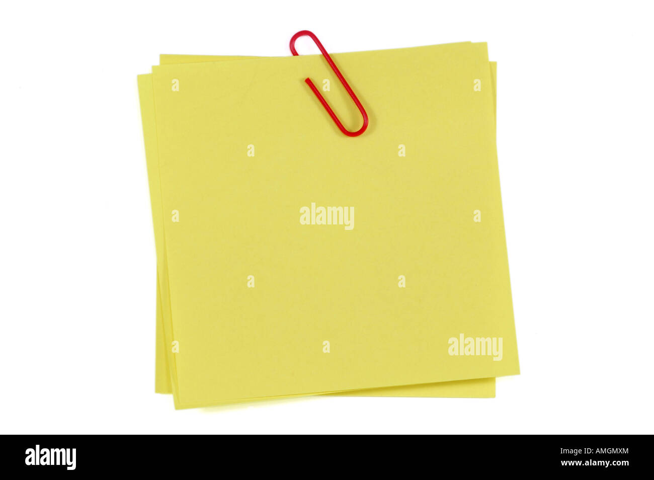 Post-It Note and Clip. Isolated on White Stock Photo - Alamy