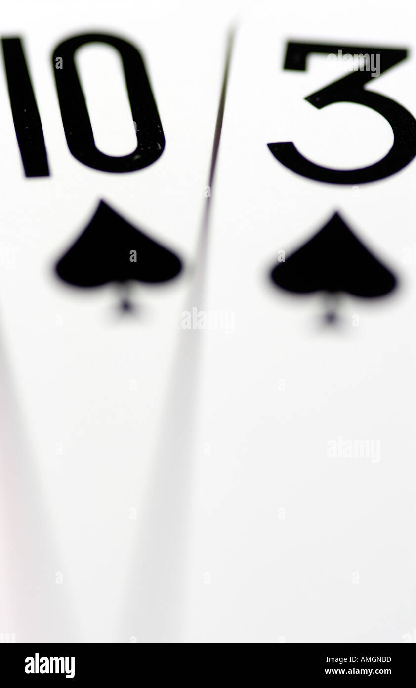 Close up of playing cards adding up to Unlucky number 13 thirteen Stock ...