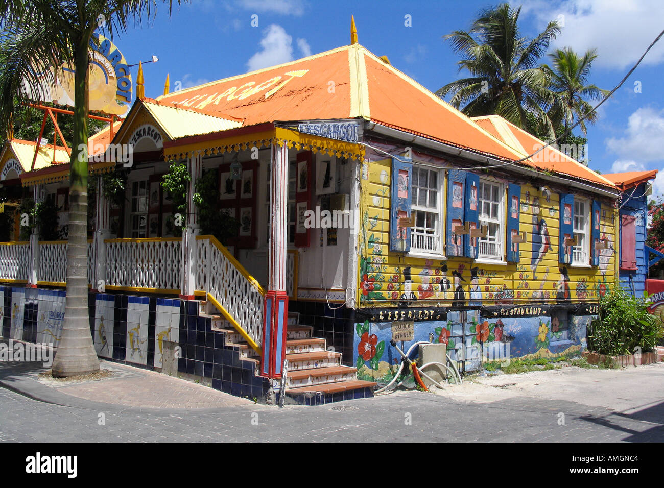 Brightly decorated L'Escargot French restaurant Front Street ...