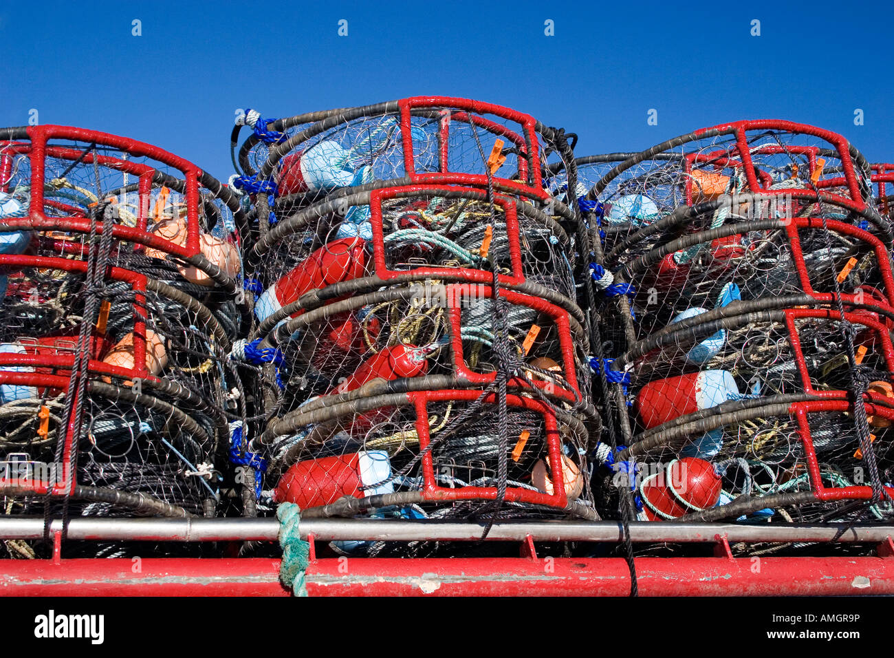 Crab pots against a blue sky Stock Photo - Alamy