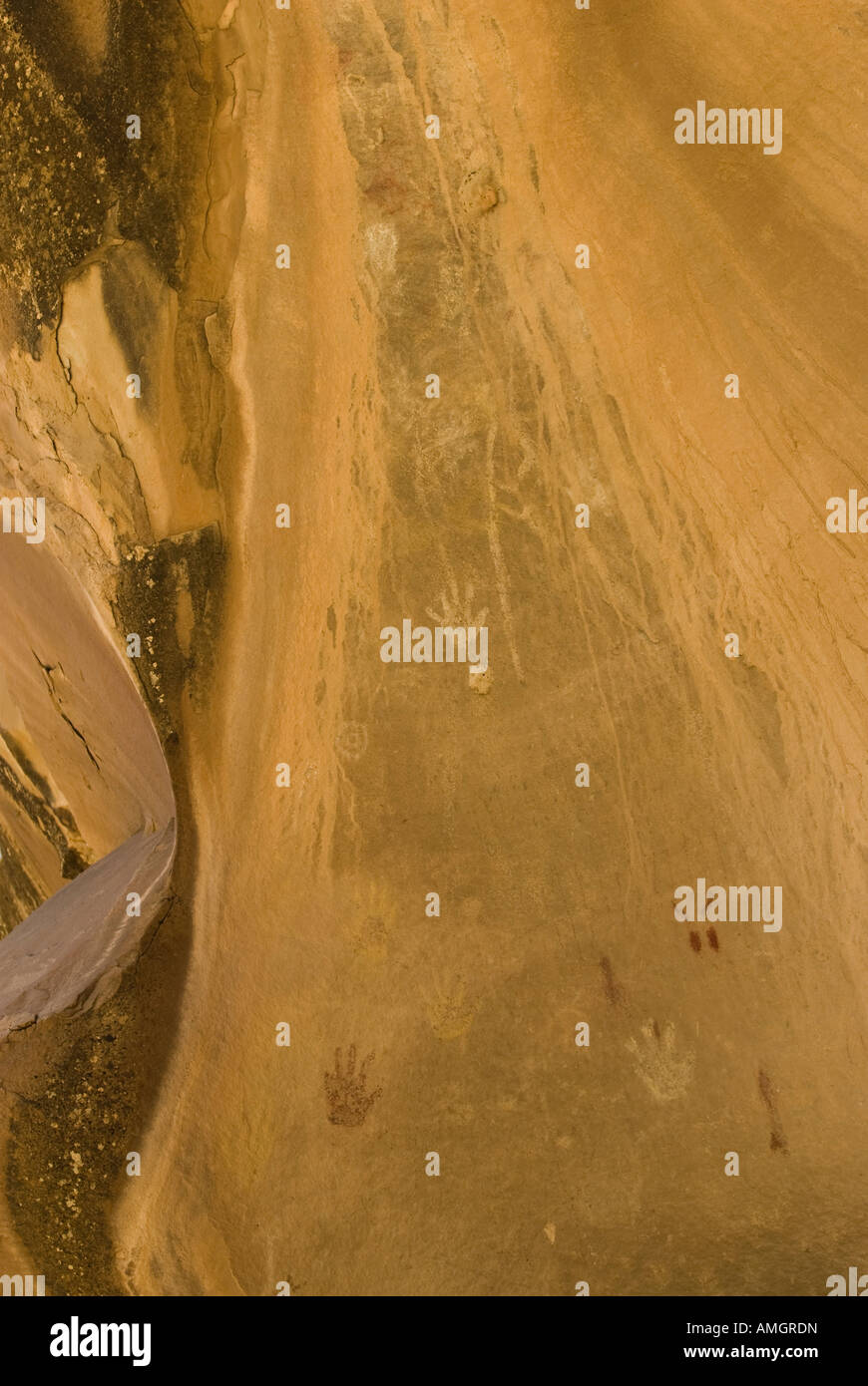 Native American art on cliff face in the Ute Mountain Tribal Park in ...
