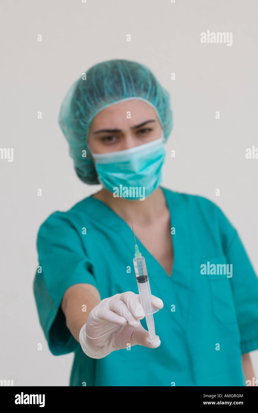 Nurse with hypodermic syringe Stock Photo - Alamy