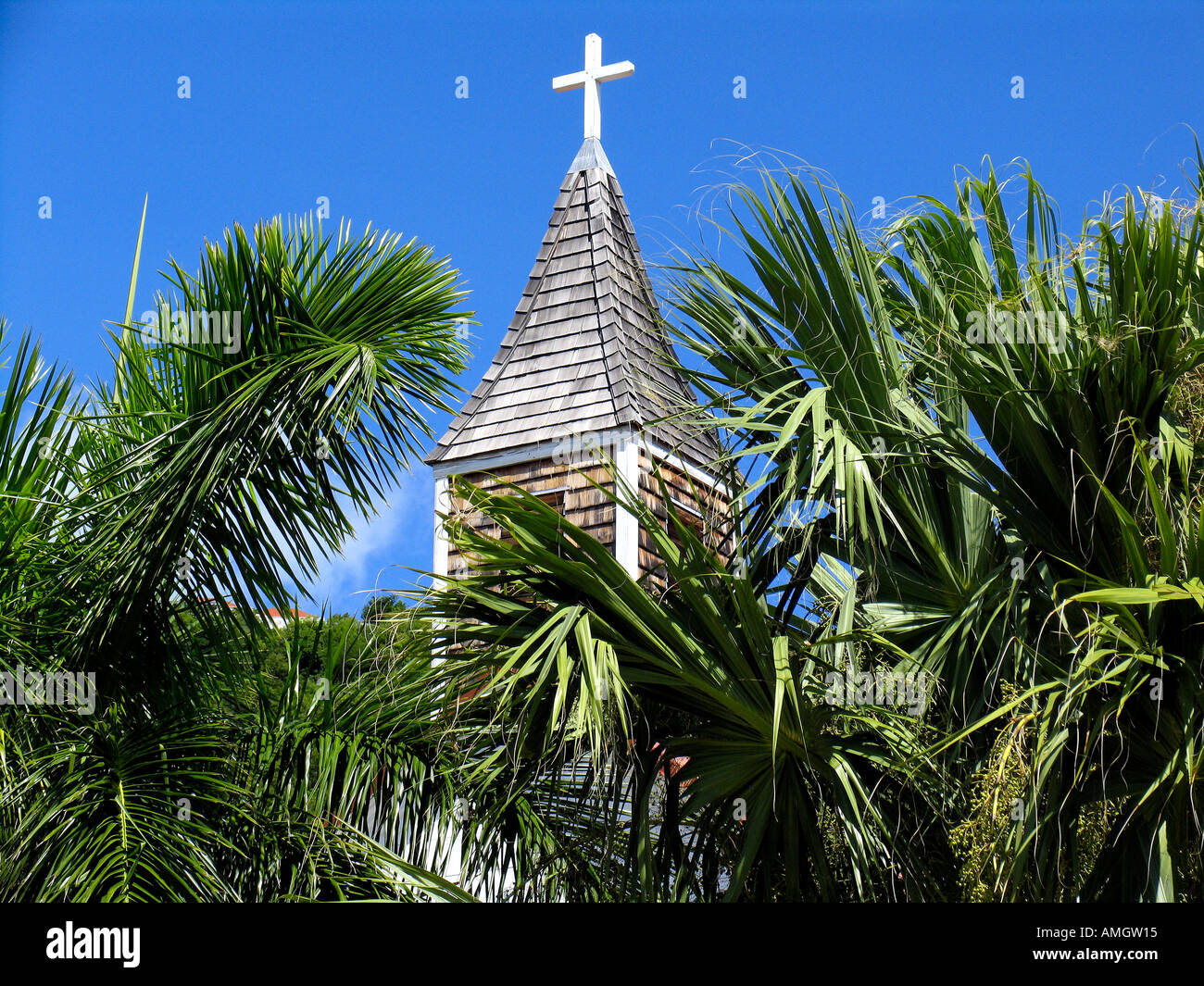 St Bartholomews Anglican Church Gustavia Harbour St Barts Stock Photo ...