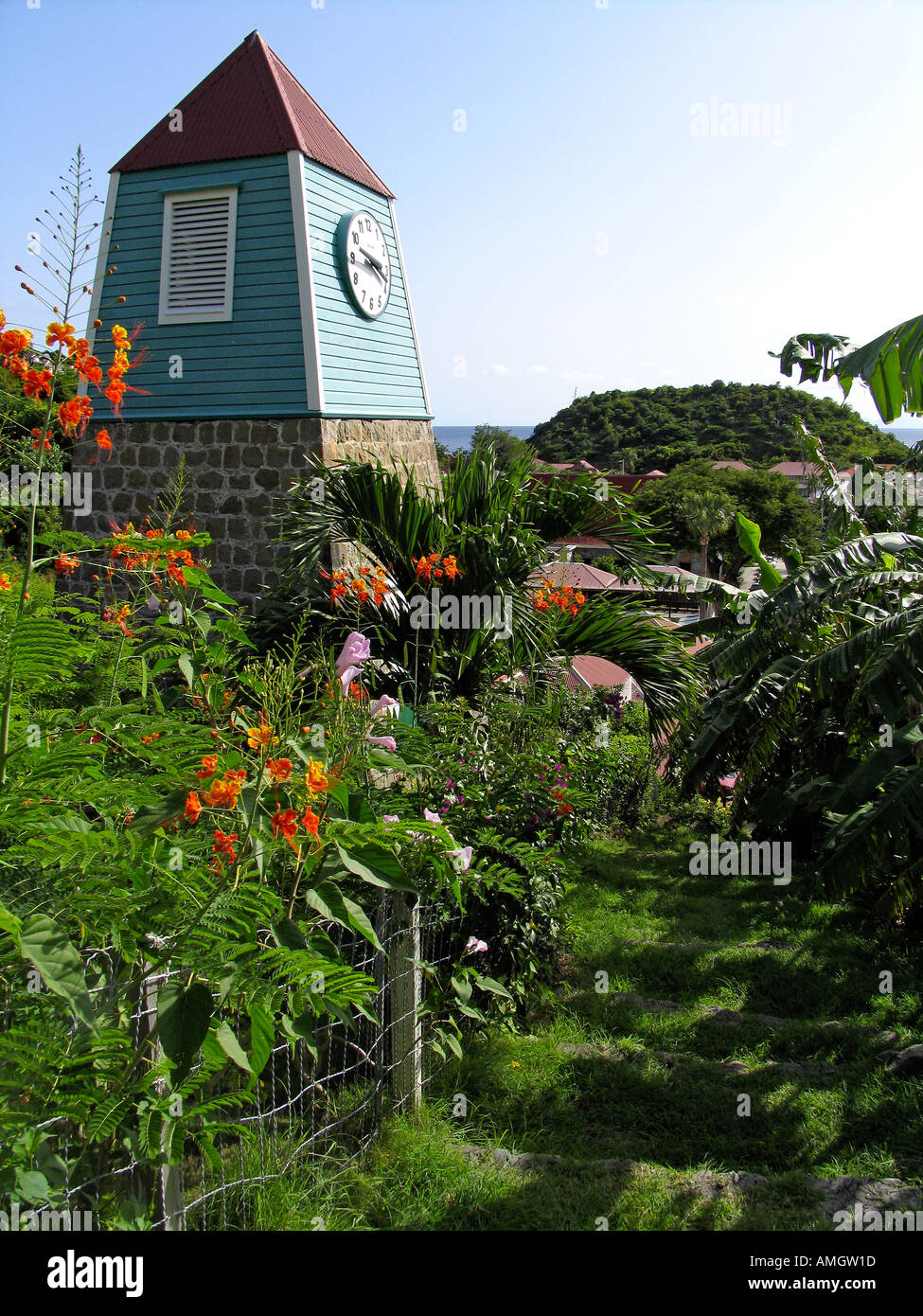 Landmark Swedish Clock and Belfry Gustavia St Barts Stock Photo - Alamy