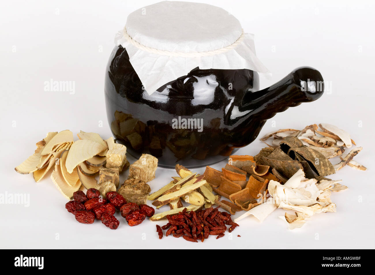 An earthen pot and medicines Stock Photo - Alamy
