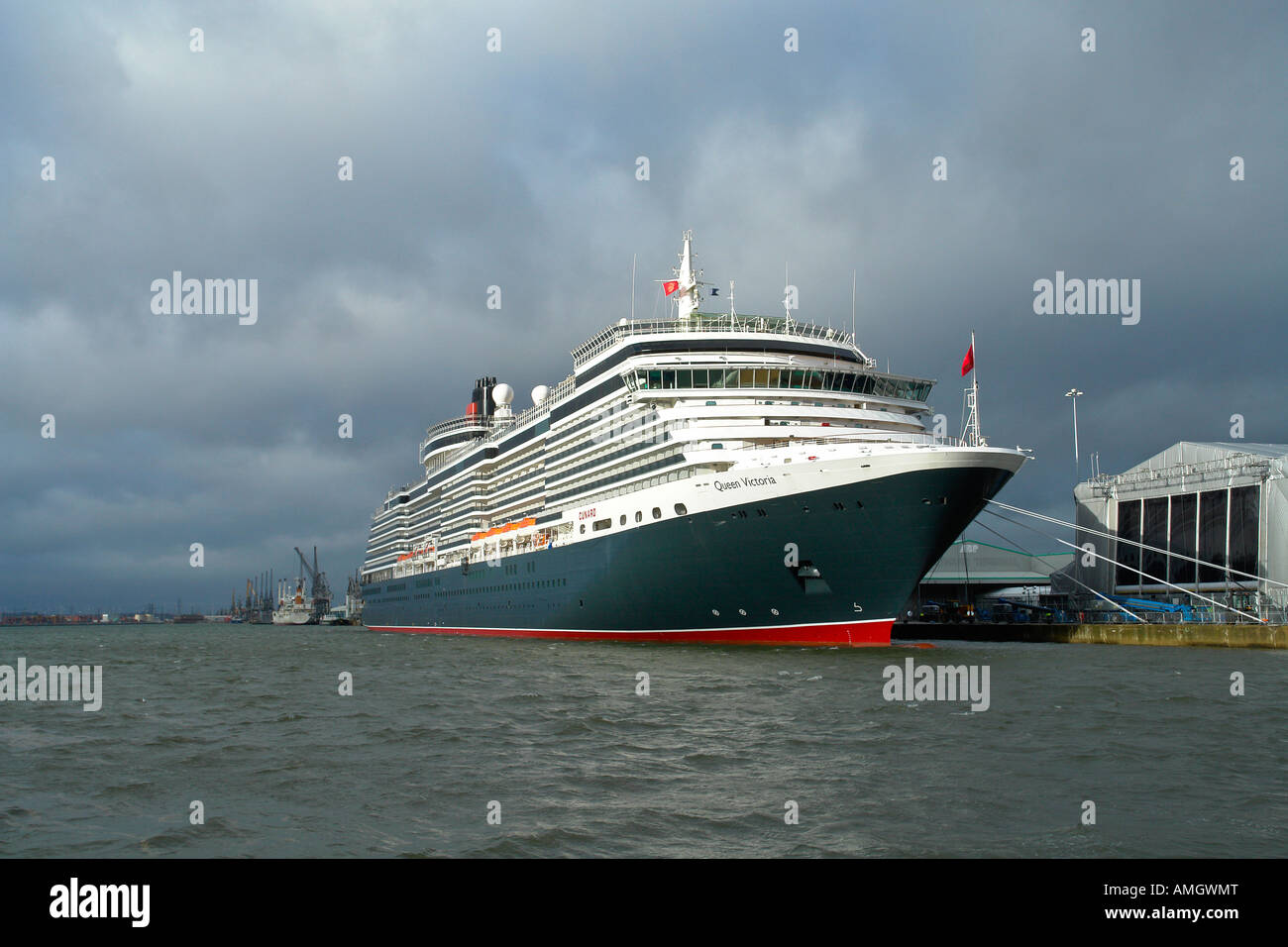 Queen Victoria at Berth 101 in Southampton harbour viewed from ...