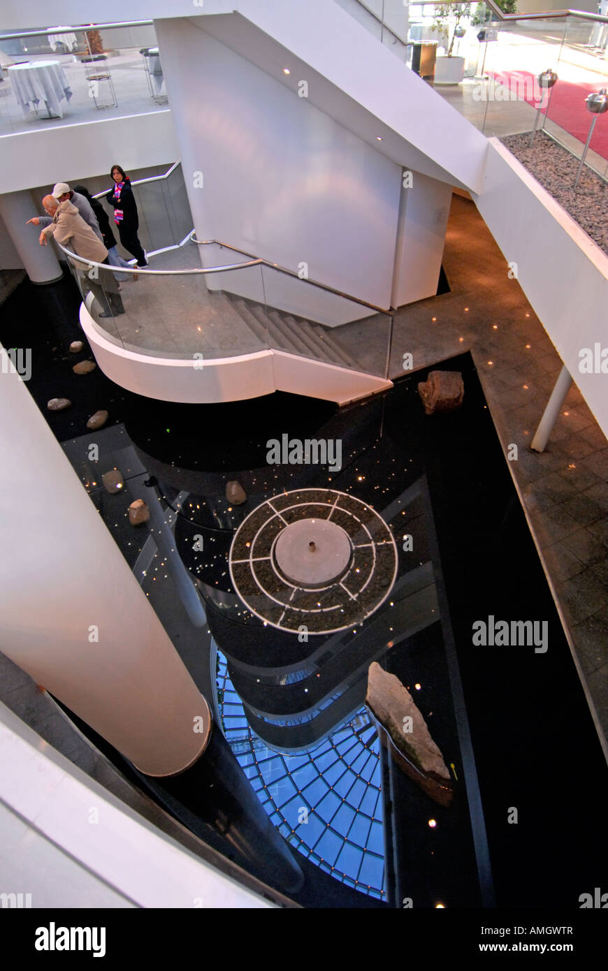 Interior of Perlan landmark building atop water tanks with natural hot ...