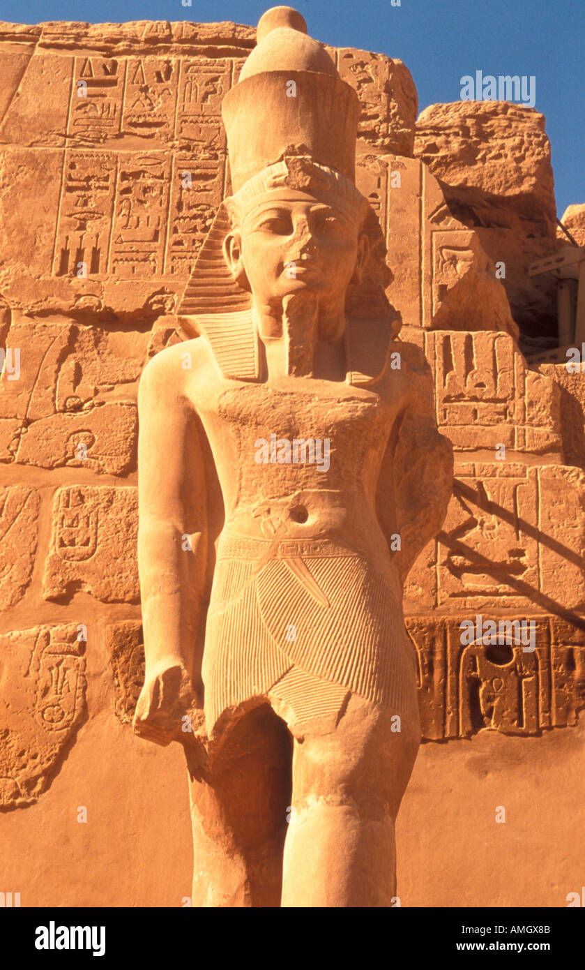 Statue of Ramses III at the Temple of Karnak Thebes Egypt Stock Photo ...