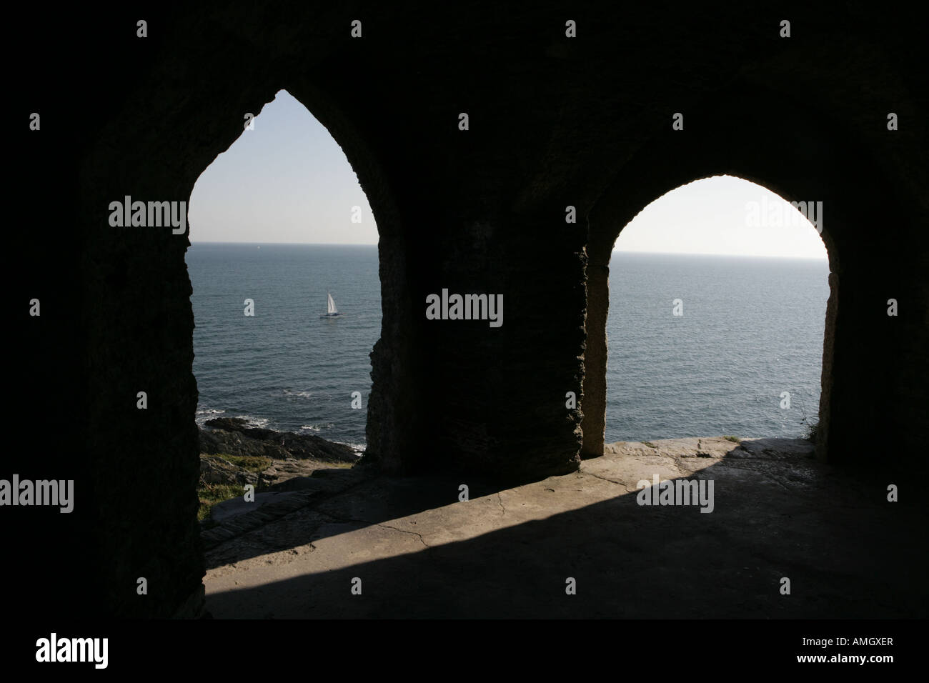 Looking out to sea from Queen Adelaide’s Grotto at Penlee Point on he ...
