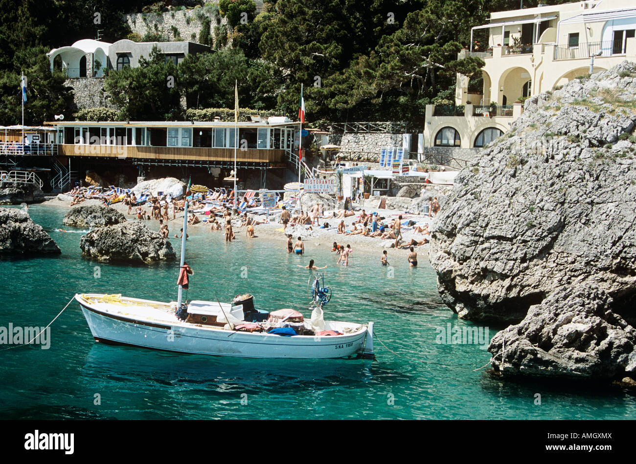 Tourists on beach at Marina Piccola, Capri, Italy Stock Photo - Alamy