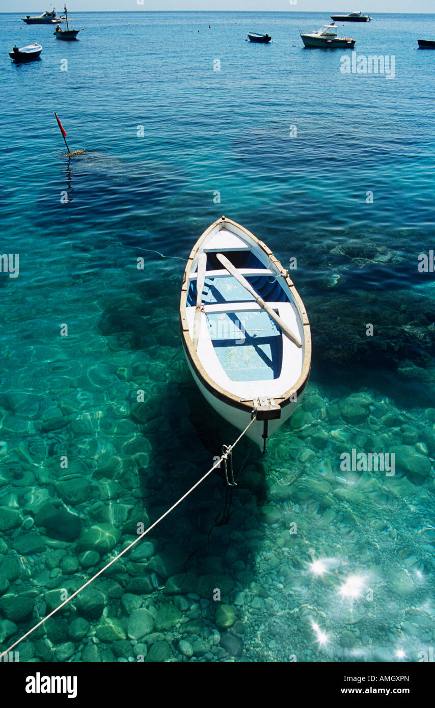 Rowing boat moored in the harbour, Marina Grande, Capri, Italy Stock ...