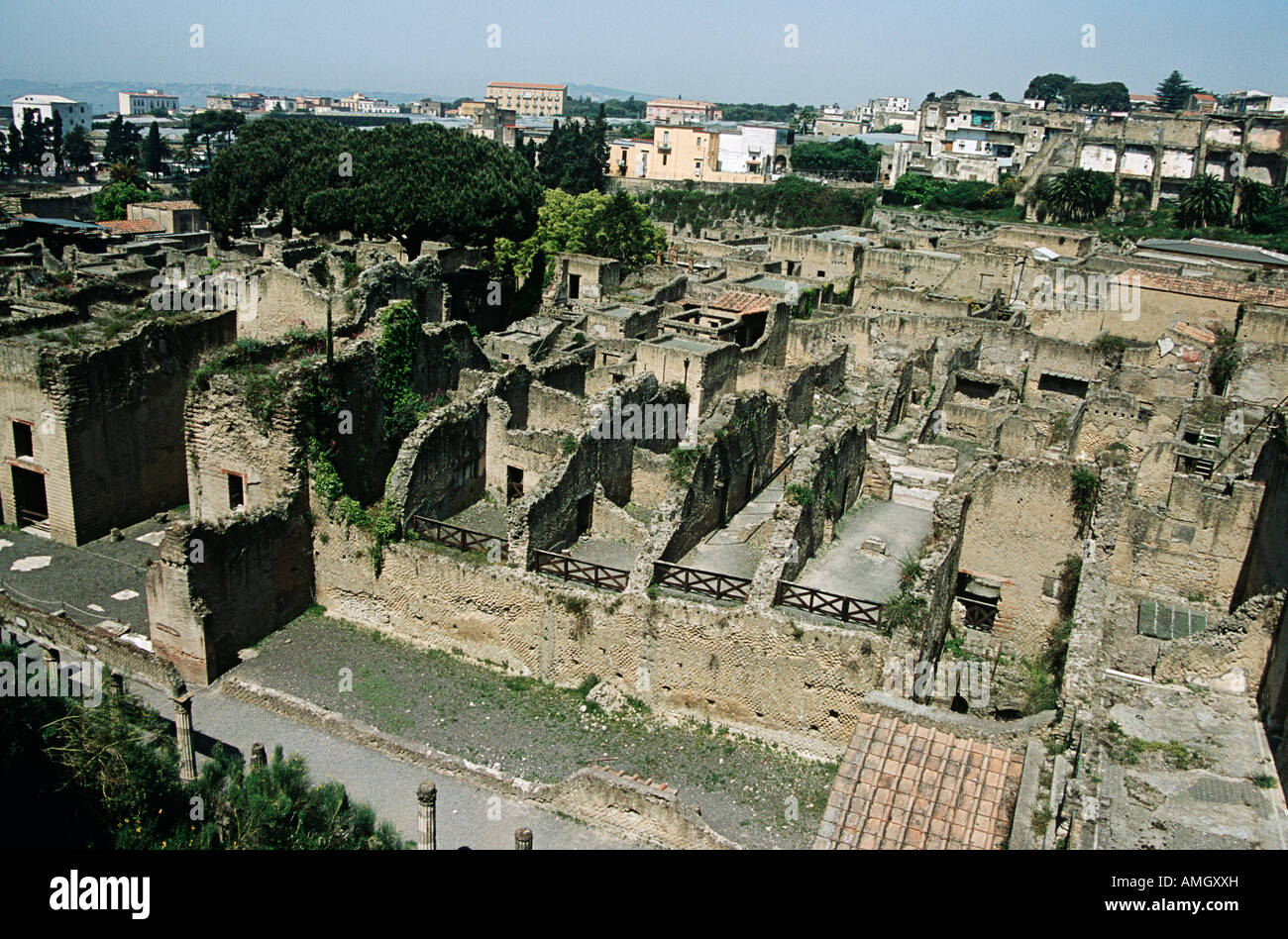 General view of Herculaneum archaeological site, Herculaneum, near ...