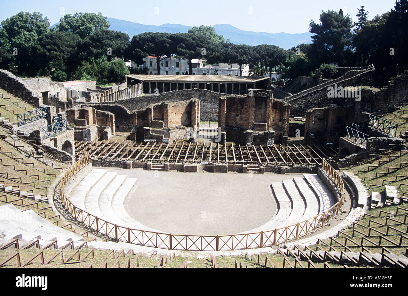 The Large Theatre, Pompeii archaeological site, Pompeii, near Naples ...