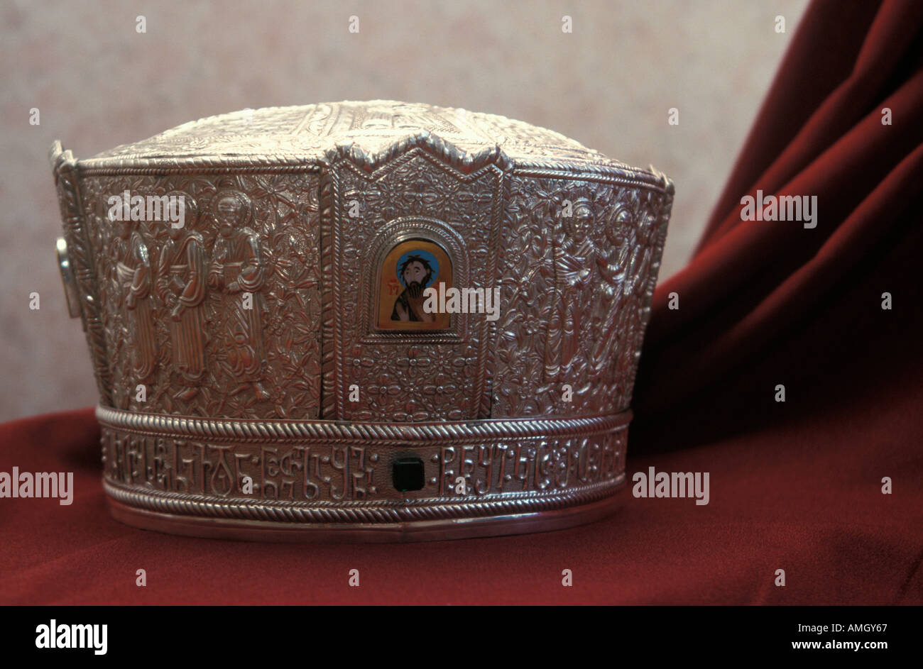 The hat of Patriarch Ilia II head of the Georgian Orthodox church Stock ...