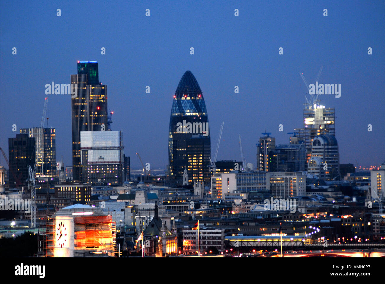 City of London skyline at dusk London Stock Photo - Alamy