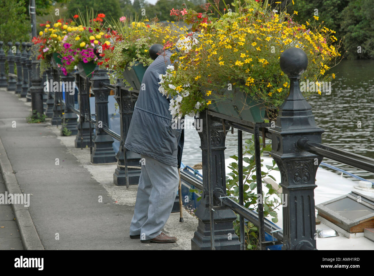 Old man leaning railings hi-res stock photography and images - Alamy