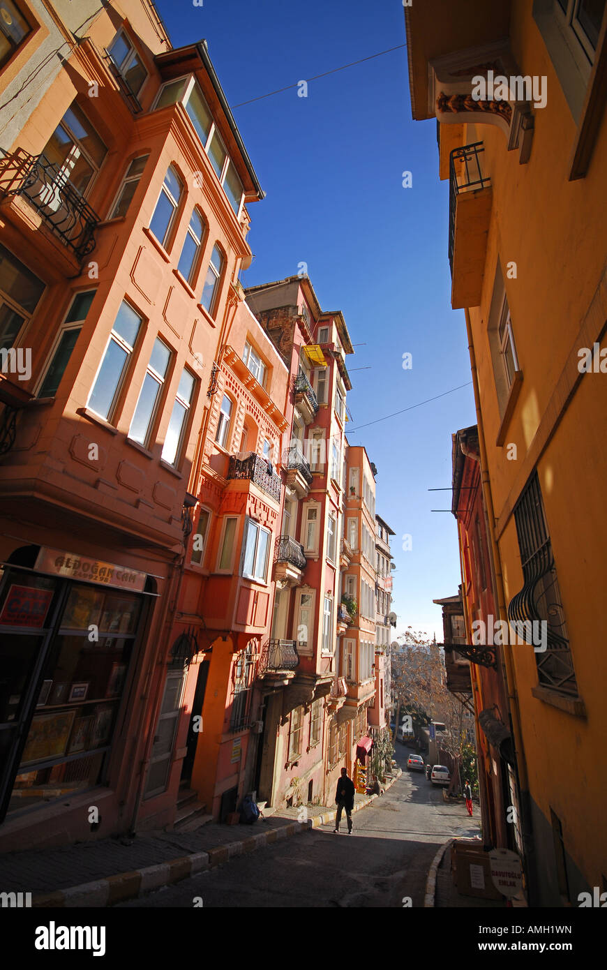 ISTANBUL, TURKEY. A steep street in Beyoglu district. 2007 Stock Photo ...