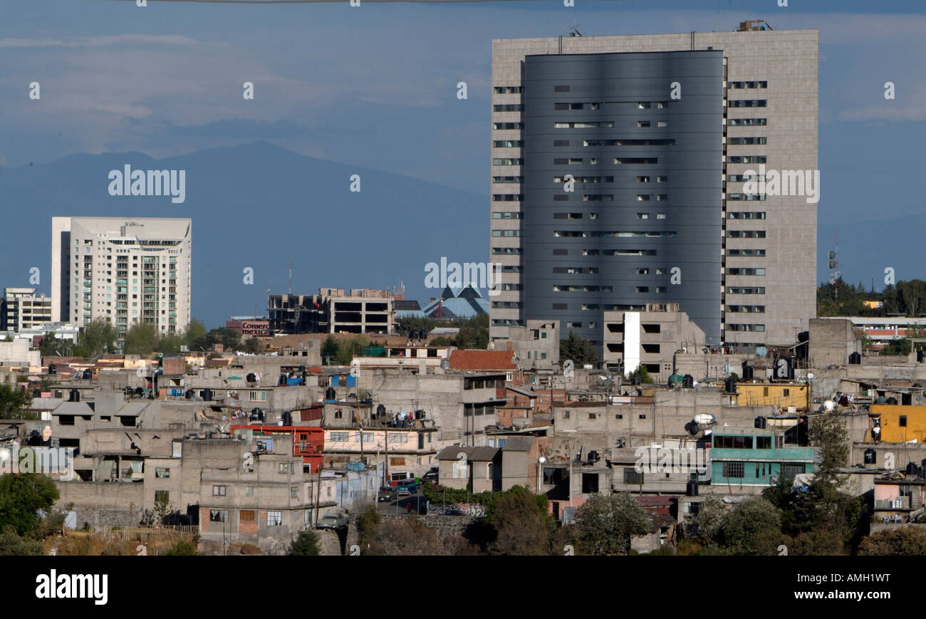 Mexico, Mexico City, Interlomas area towers over nearby shantytowns ...