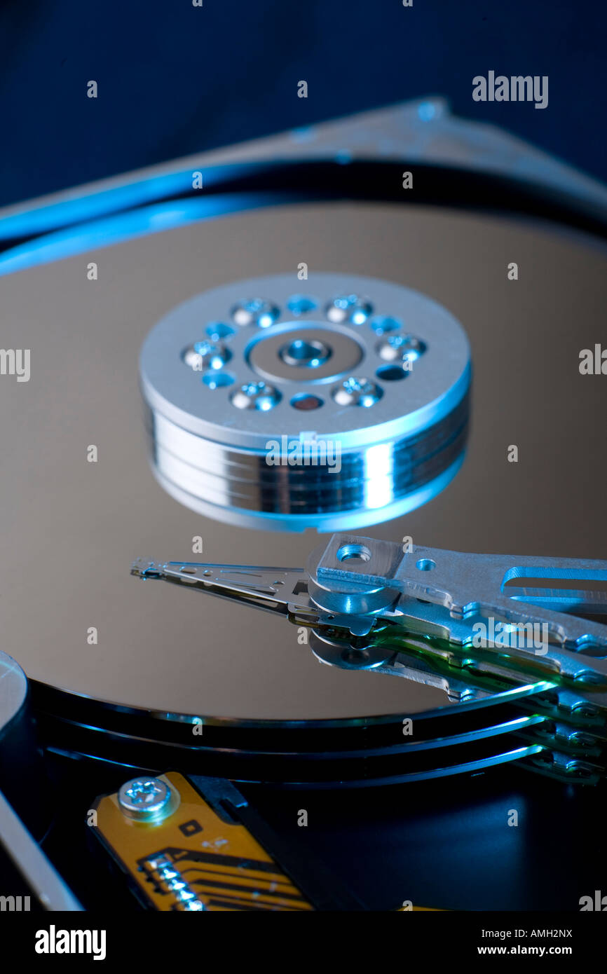Hard drive with blue light Stock Photo - Alamy