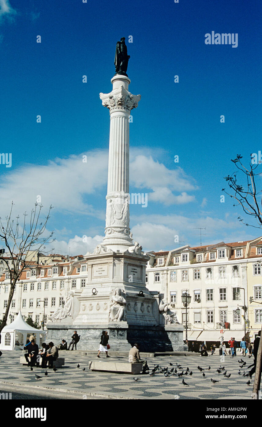 Dom Pedro IV statue, Rossio Square, Lisbon, Portugal Stock Photo - Alamy