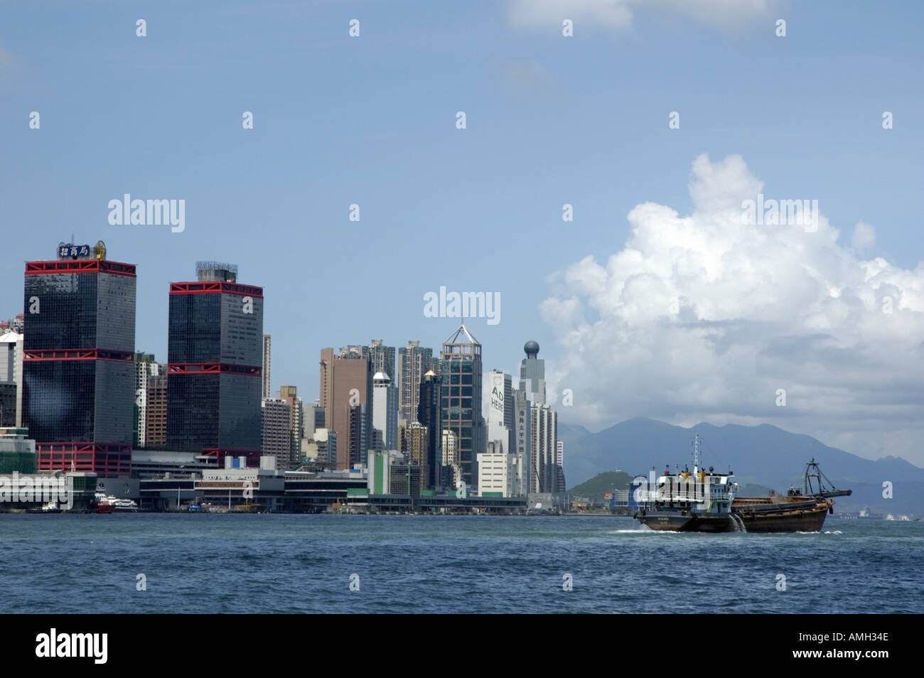 China Hong Kong Island Skyline From Kowloon With Shun Tok Centre Twin ...