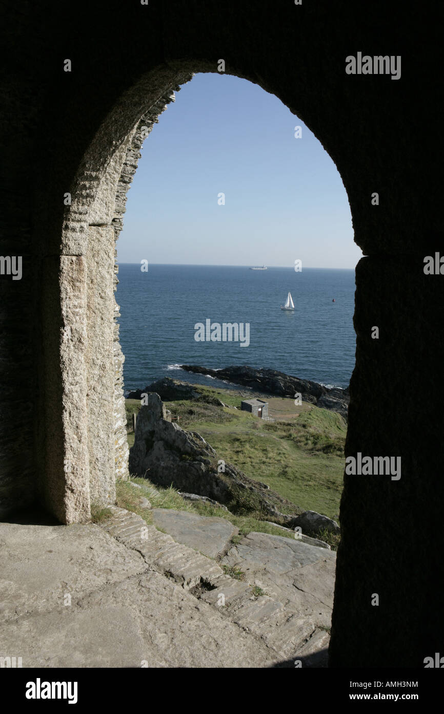 Looking out to sea from Queen Adelaide’s Grotto at Penlee Point on he ...