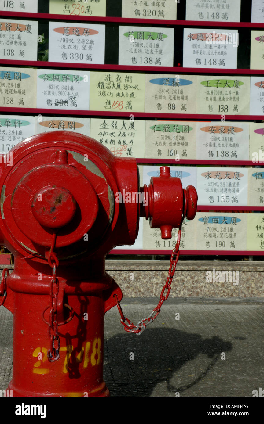 China hong kong kowloon red fire hydrant and a real estate agency ...