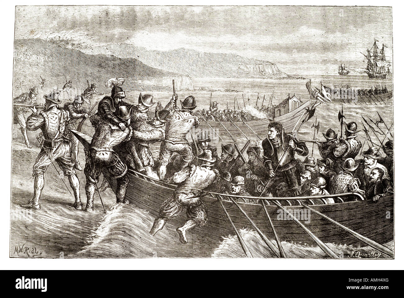 Battle of Bonchurch Isle of Wight Italian War French invasion landing ...