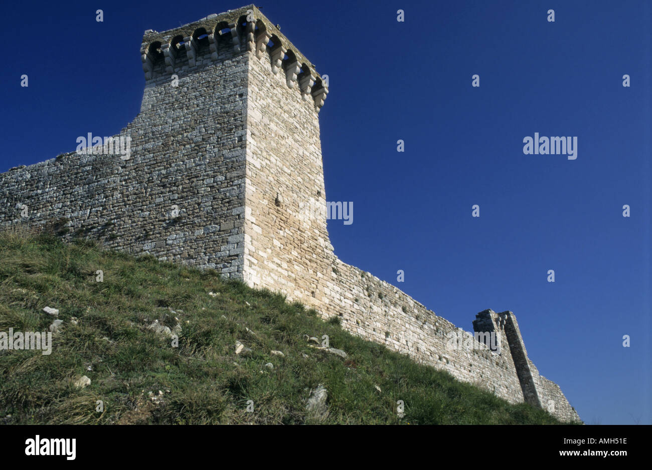 Stone walls of the Rocca Maggiore, Assisi, Italy Stock Photo - Alamy