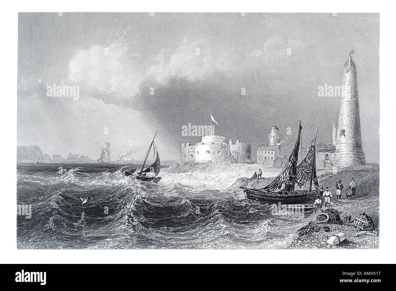 Hurst Castle Portsmouth 1860 Henry VIII Device Fort built long shingle ...